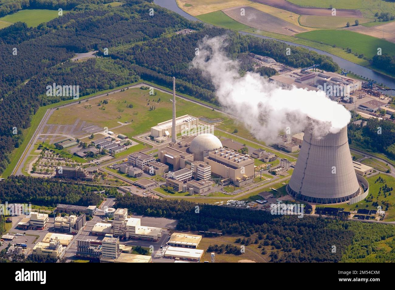 Aerial view of the Emsland nuclear power plant in Lingen, nuclear power ...