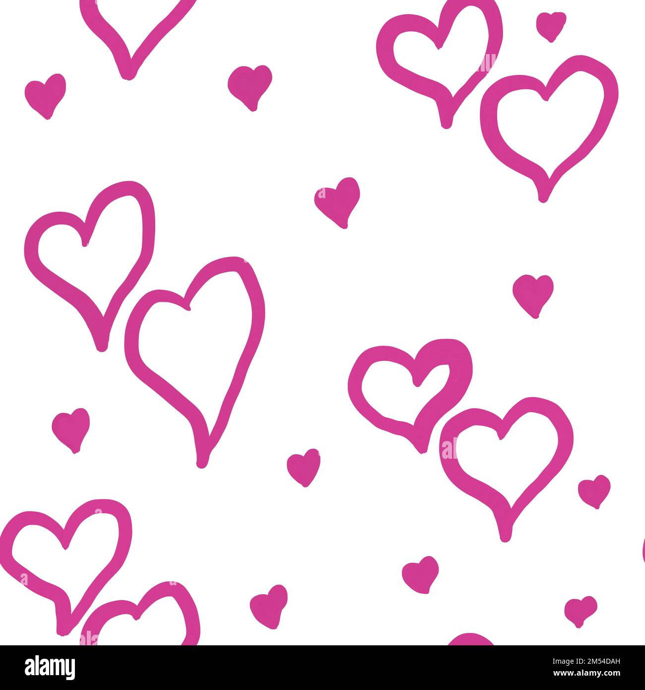 Hand drawn seamless pattern with pink st valentines day hearts love ...