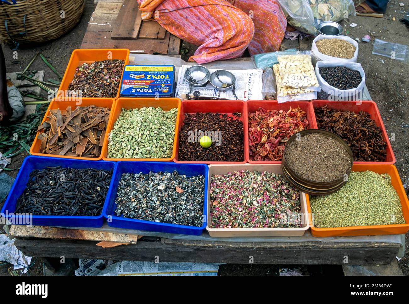 Spices in the market, Alappuzha, Alleppy, Kerala, South India, India ...