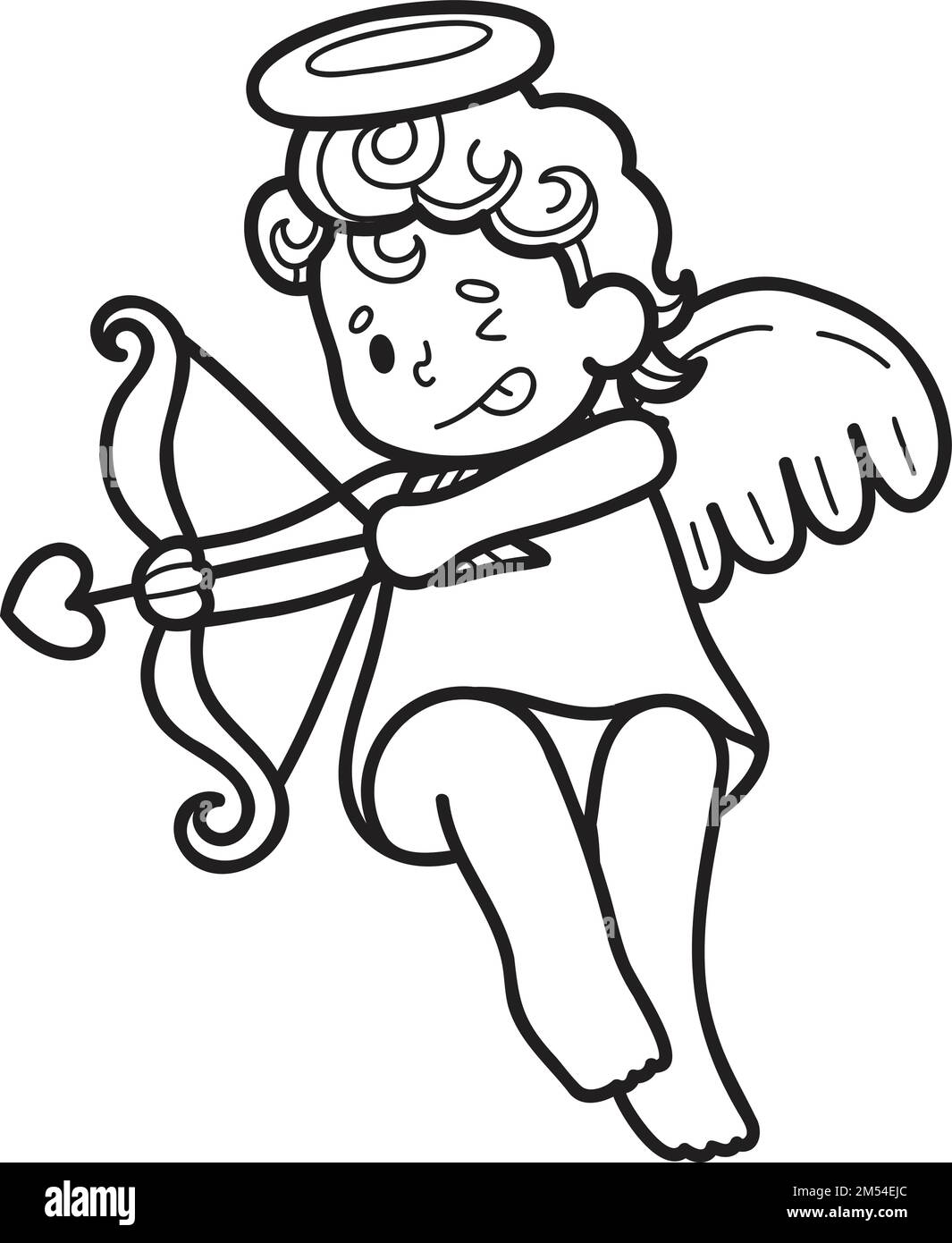 Hand Drawn Cupid is shooting an arrow illustration isolated on ...