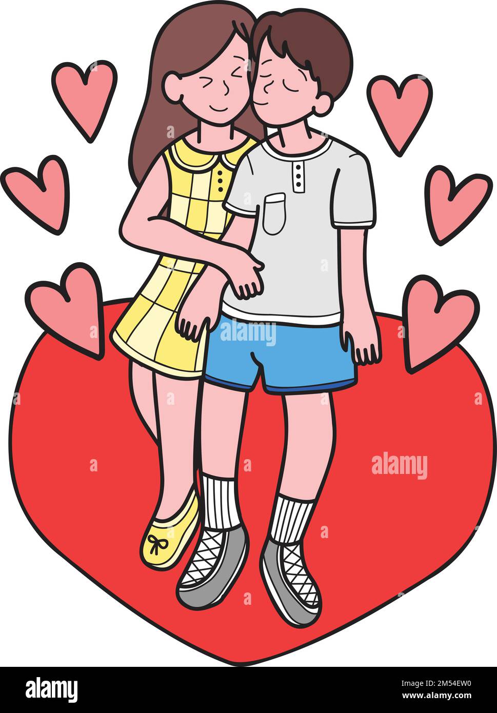 Woman Kissing Man On Cheek Stock Vector Images Alamy