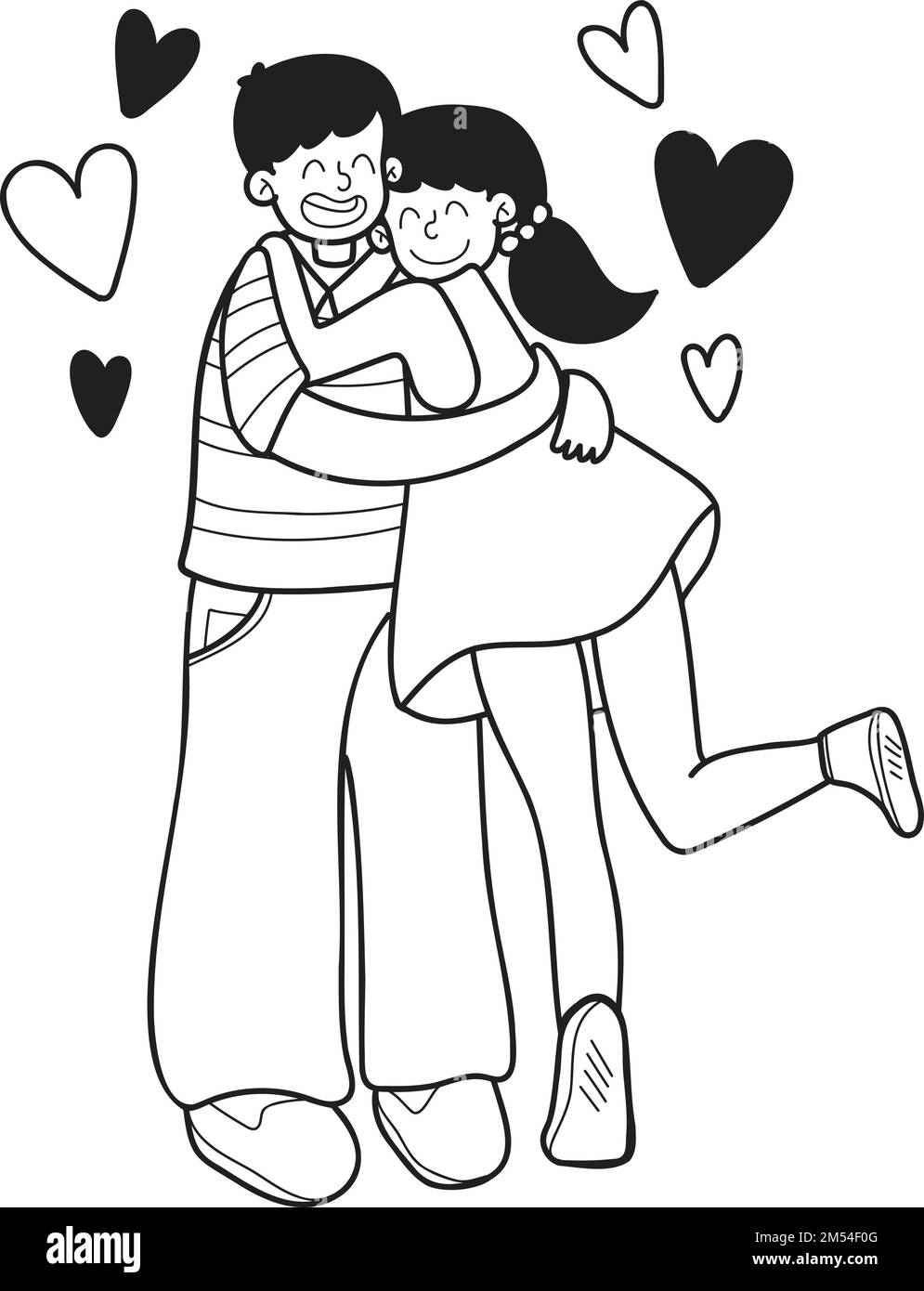 Girl Hugging Boy Drawing