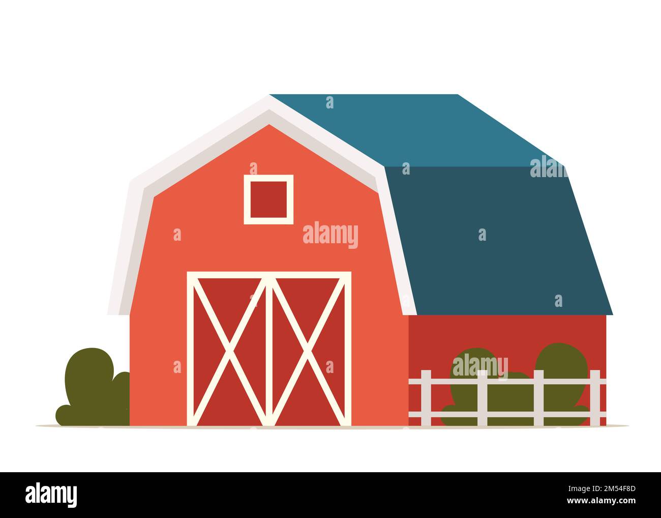 Red wooden barn in flat style. Agricultural building. Vector ...