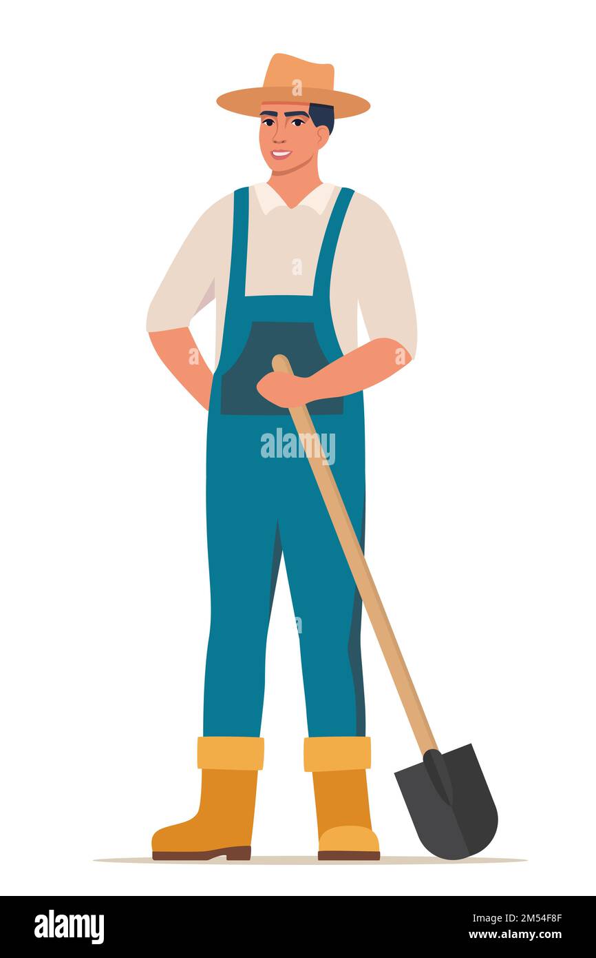 Farmer shovel standing cartoon Stock Vector Images - Alamy