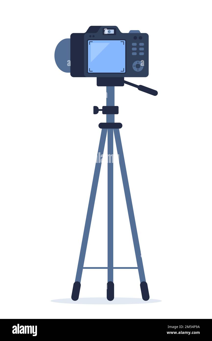 Camera On Tripod With Back Side Screen View Vector Illustration Stock