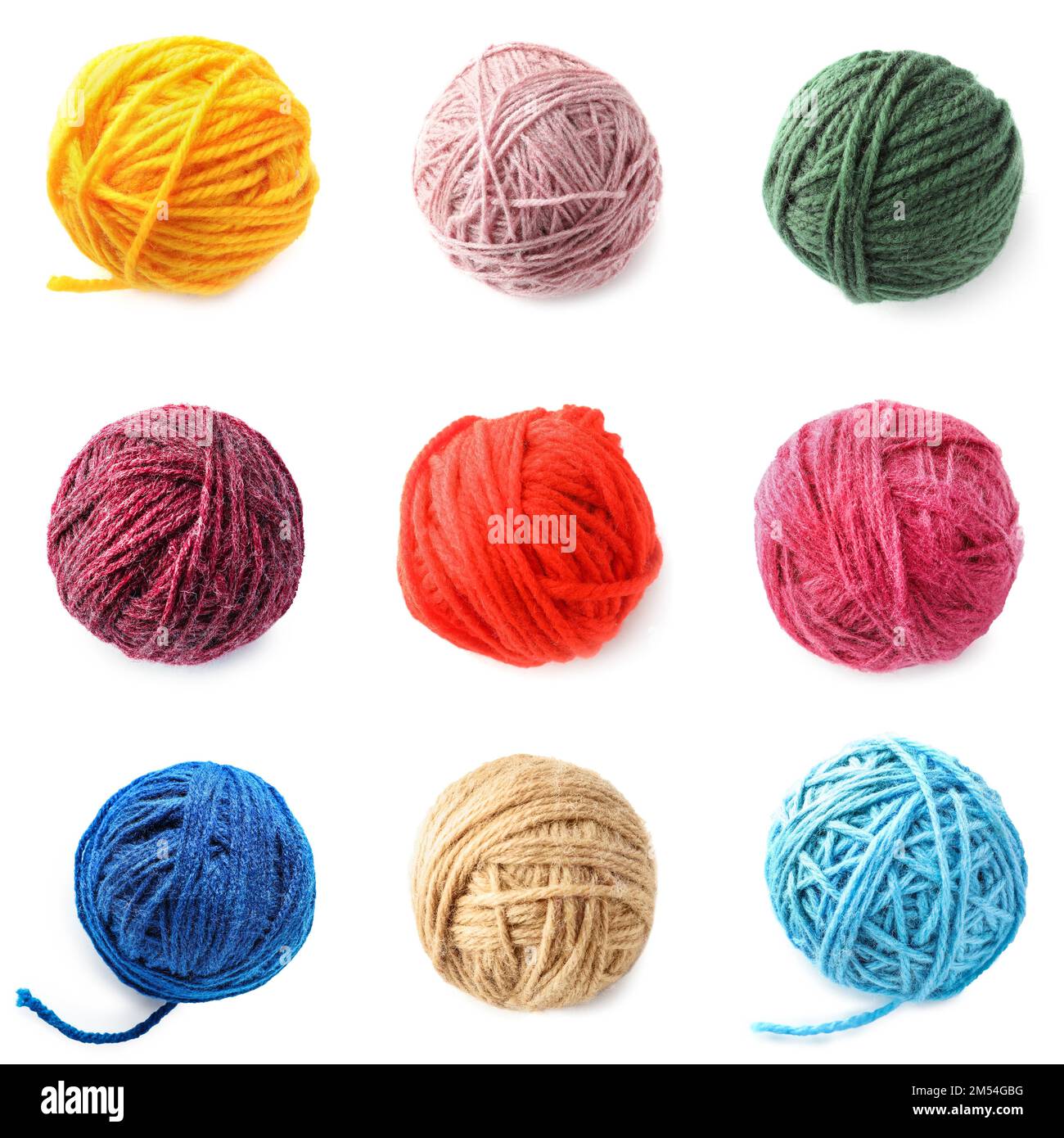 Collage of knitting yarn balls on white background Stock Photo - Alamy
