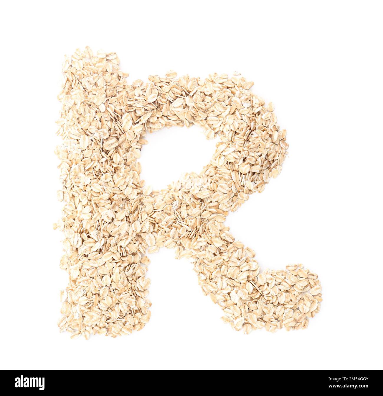Letter R made of raw oatmeal on white background Stock Photo - Alamy