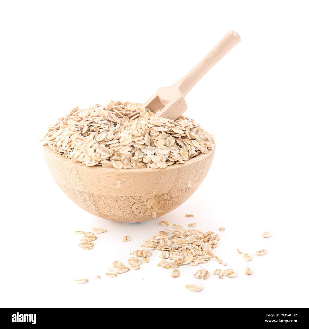 Wooden bowl of raw oatmeal isolated on white background Stock Photo - Alamy
