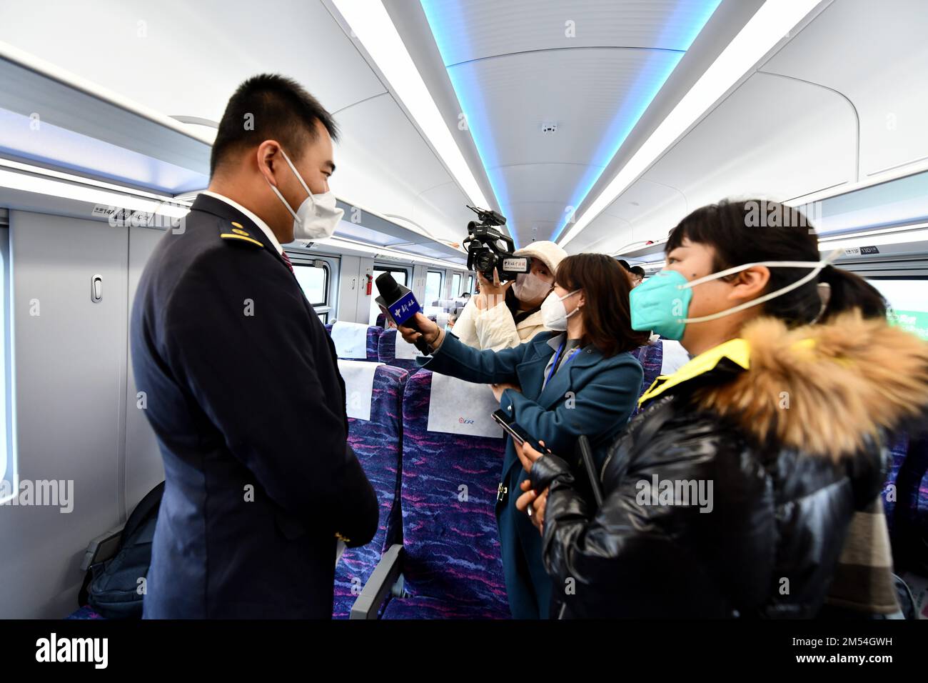 Media reporters experienced a trial run on a new CR200J Fuxing bullet train on the new Chengdu ...