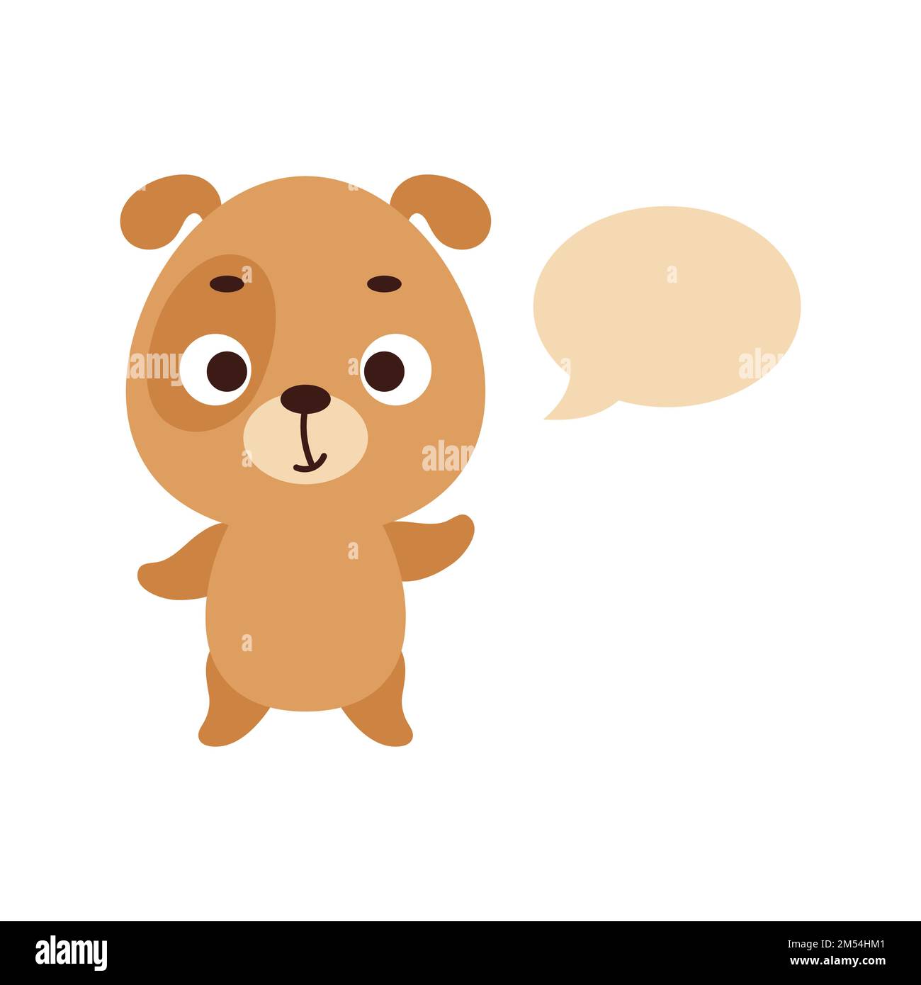 Cute little dog with speech bubble on white background. Cartoon animal ...