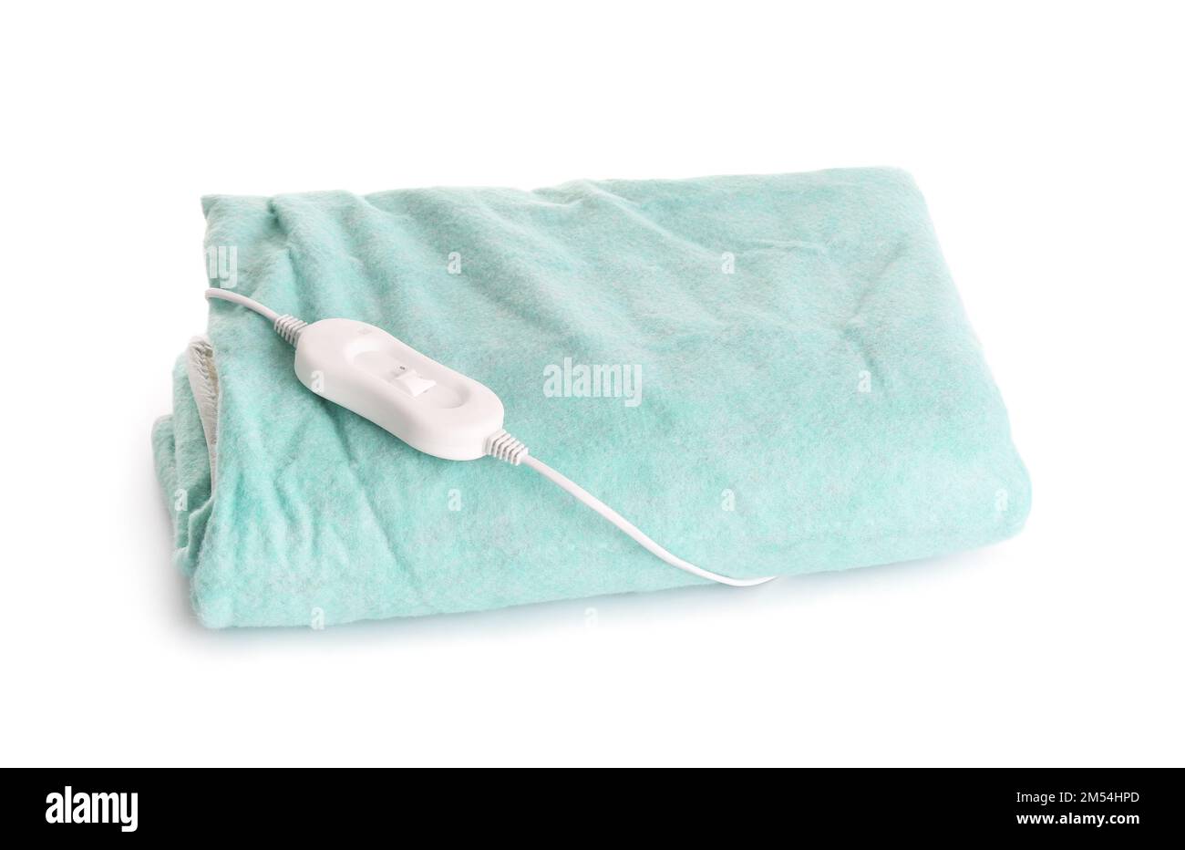 Green electric heating pad with controller on white background Stock ...