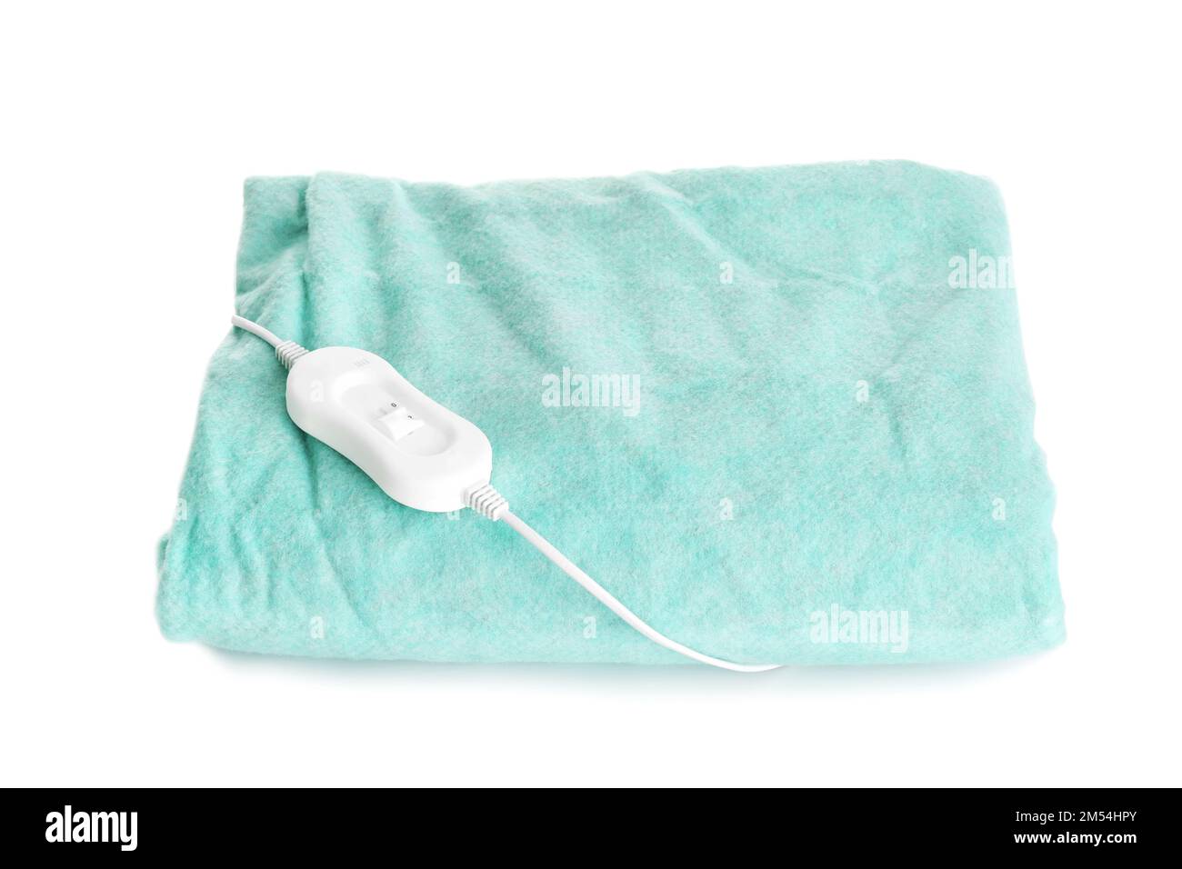 Green electric heating pad with controller on white background Stock ...