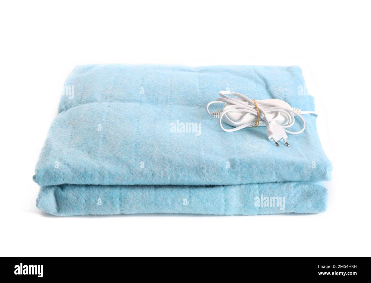 Blue electric heating pad with controller on white background Stock ...