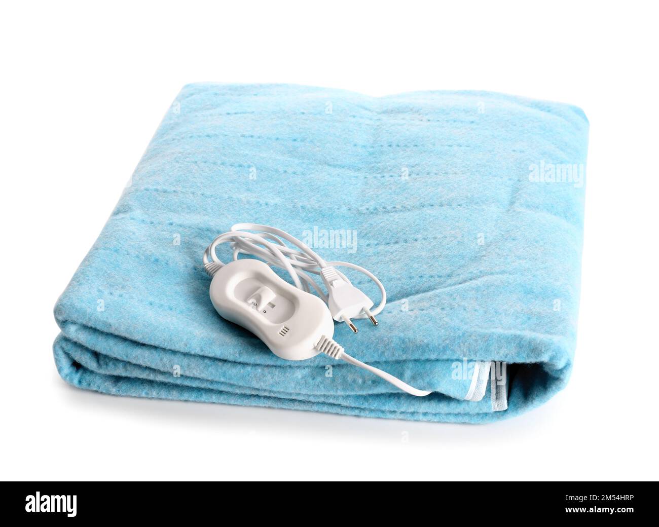 Blue electric heating pad with controller on white background Stock ...