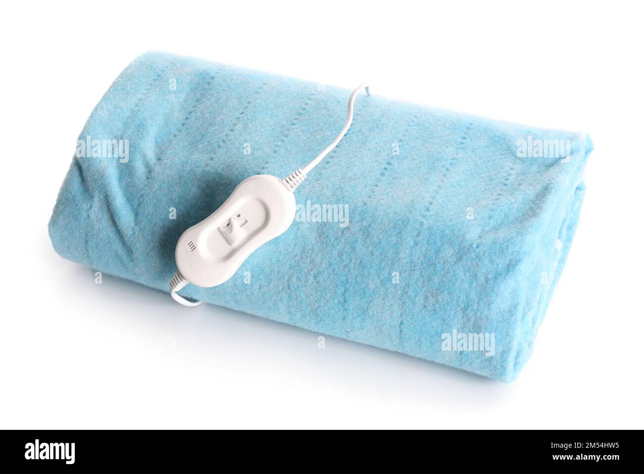 Blue electric heating pad with controller on white background Stock ...