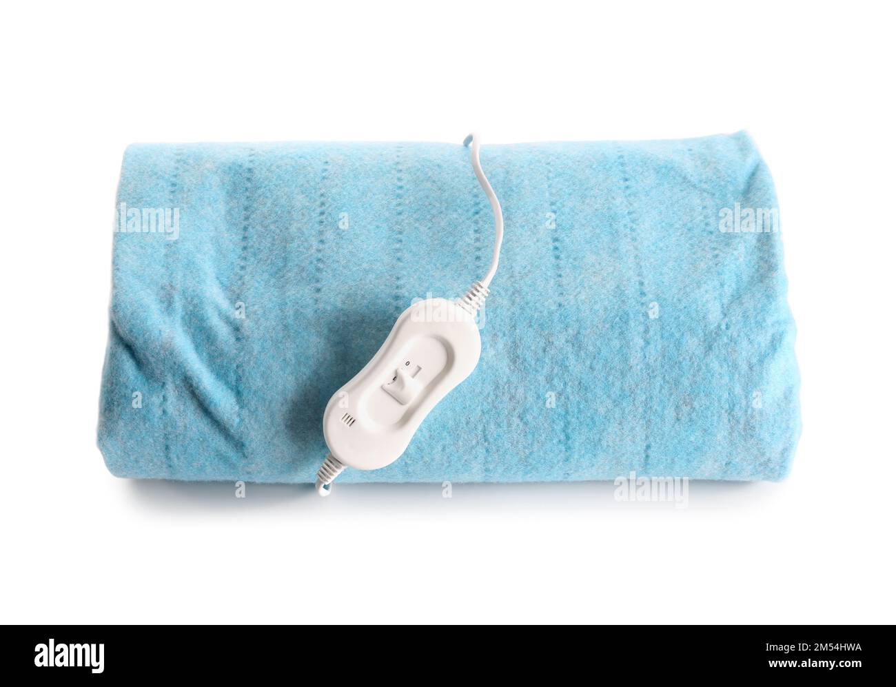 Blue electric heating pad with controller on white background Stock ...