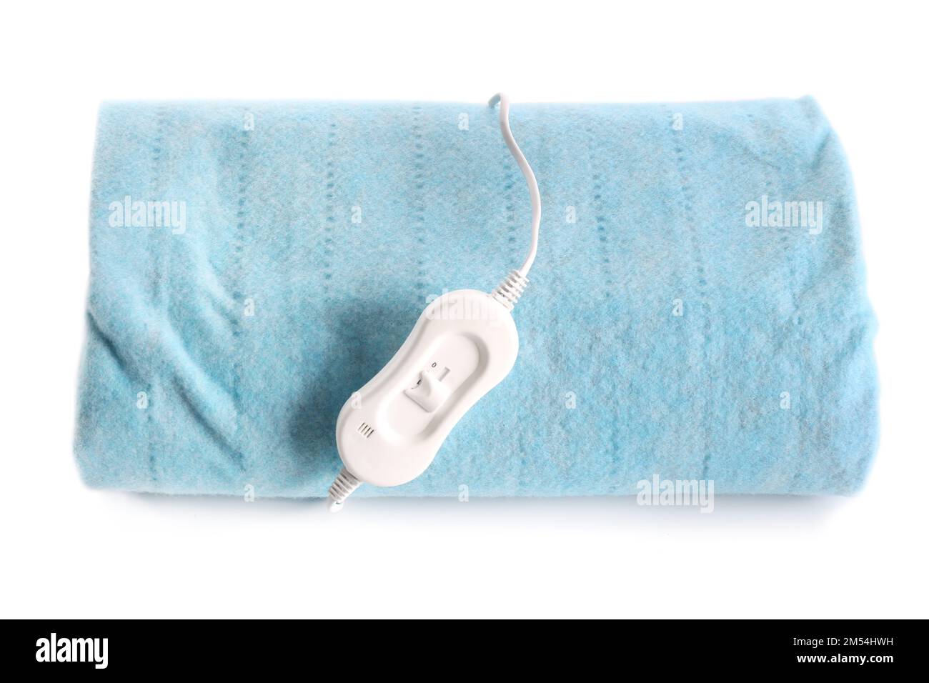 Blue electric heating pad with controller on white background Stock ...