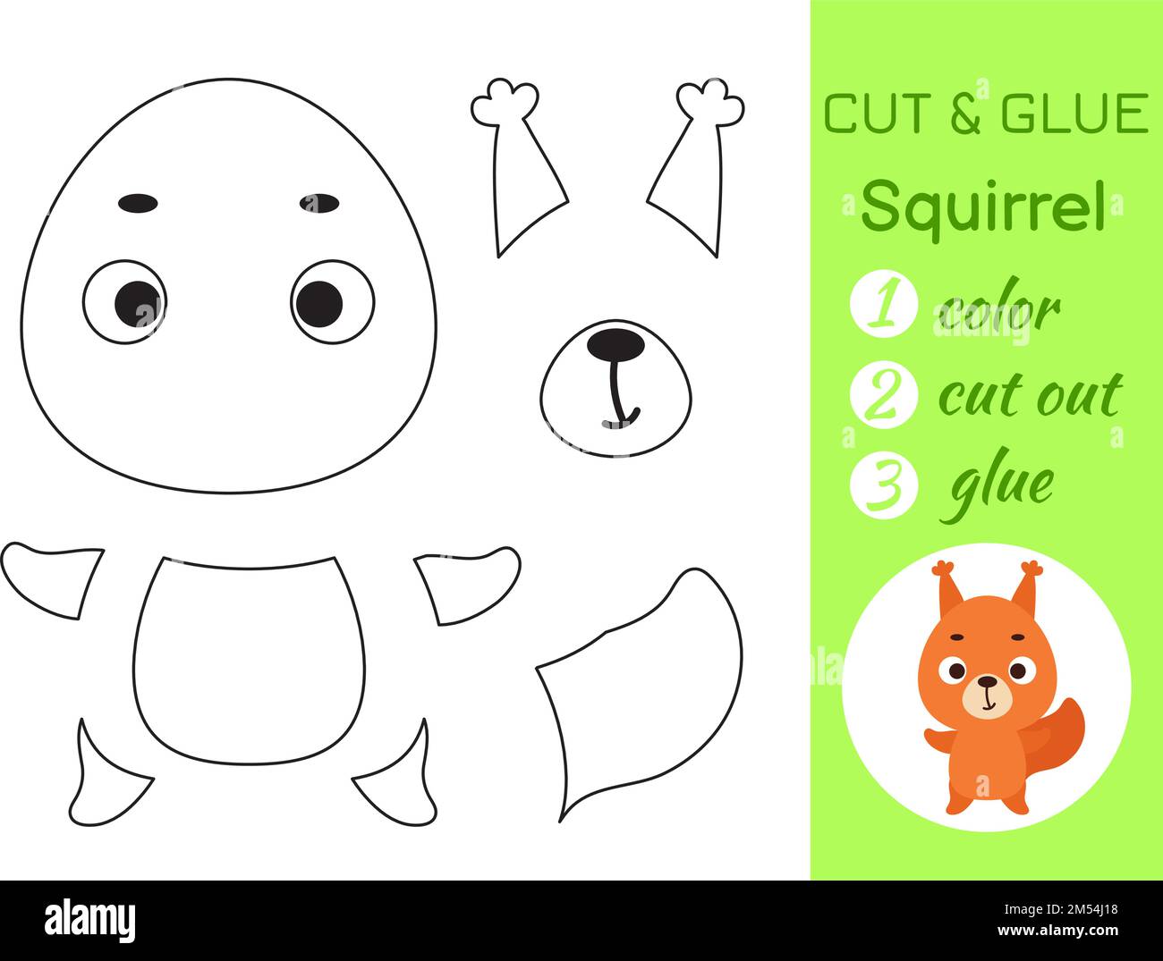 Color, cut and glue paper little squirrel. Cut and paste crafts ...