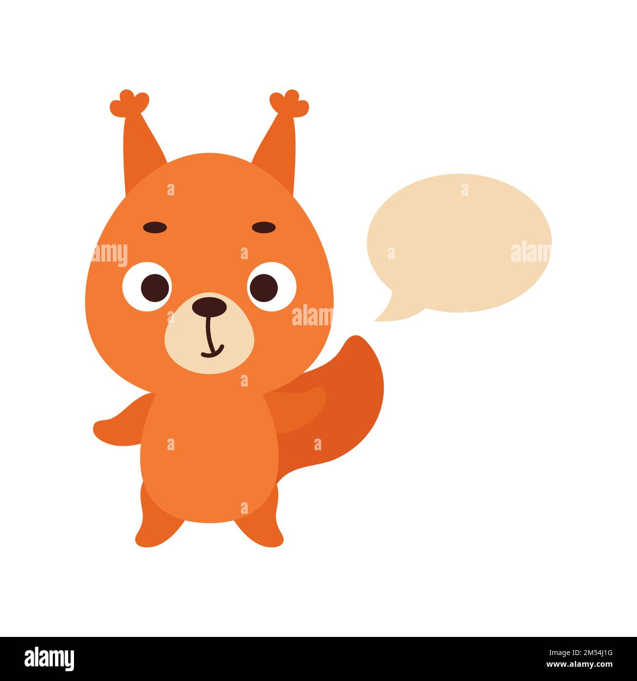 Cute little squirrel with speech bubble on white background. Cartoon ...