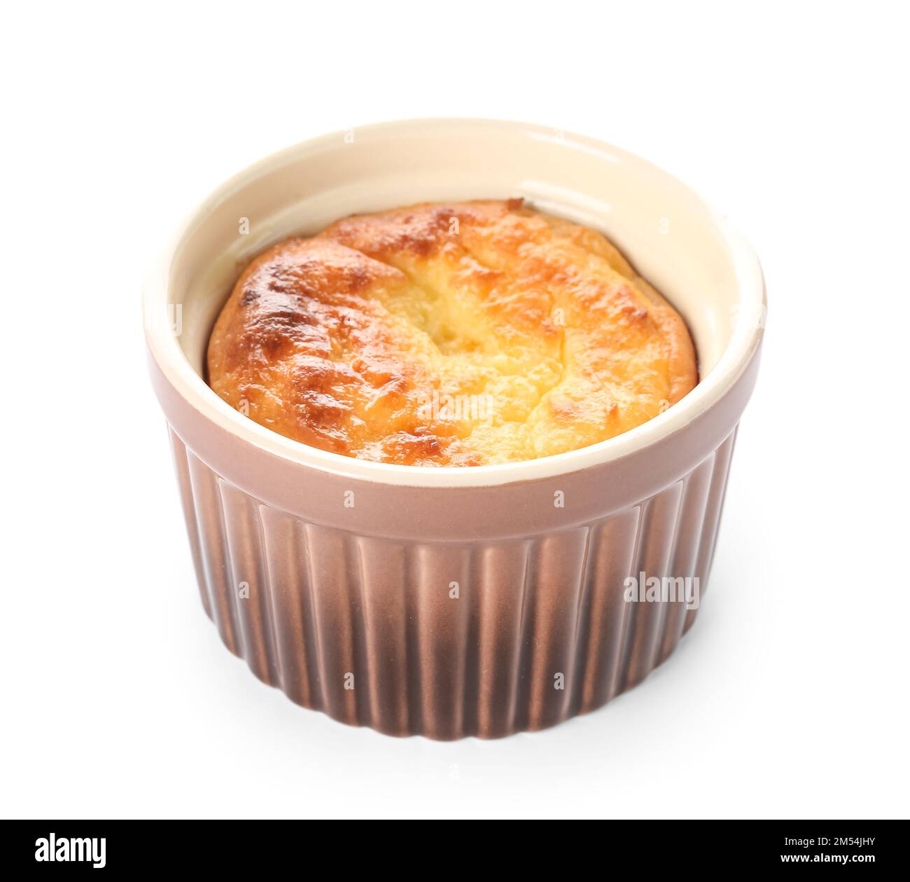 Delicious cheese pie in baking form isolated on white background Stock ...