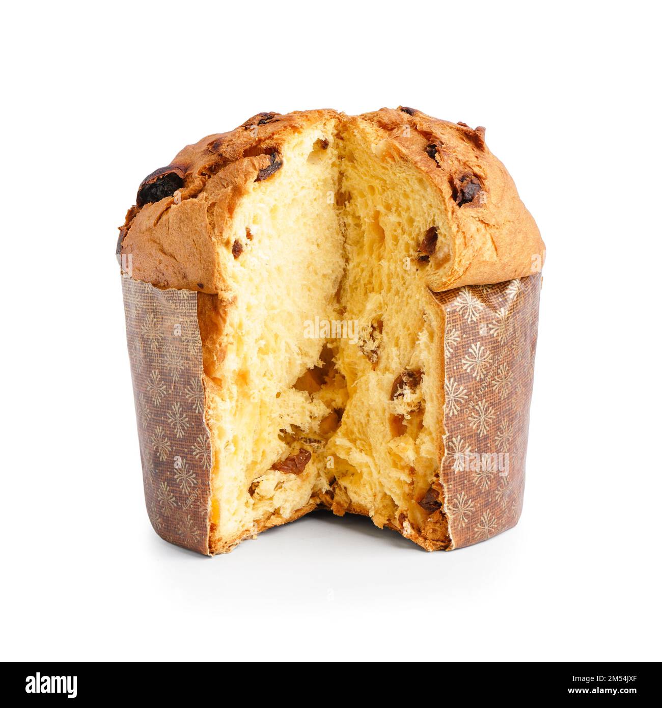 Cut Panettone on white background Stock Photo - Alamy