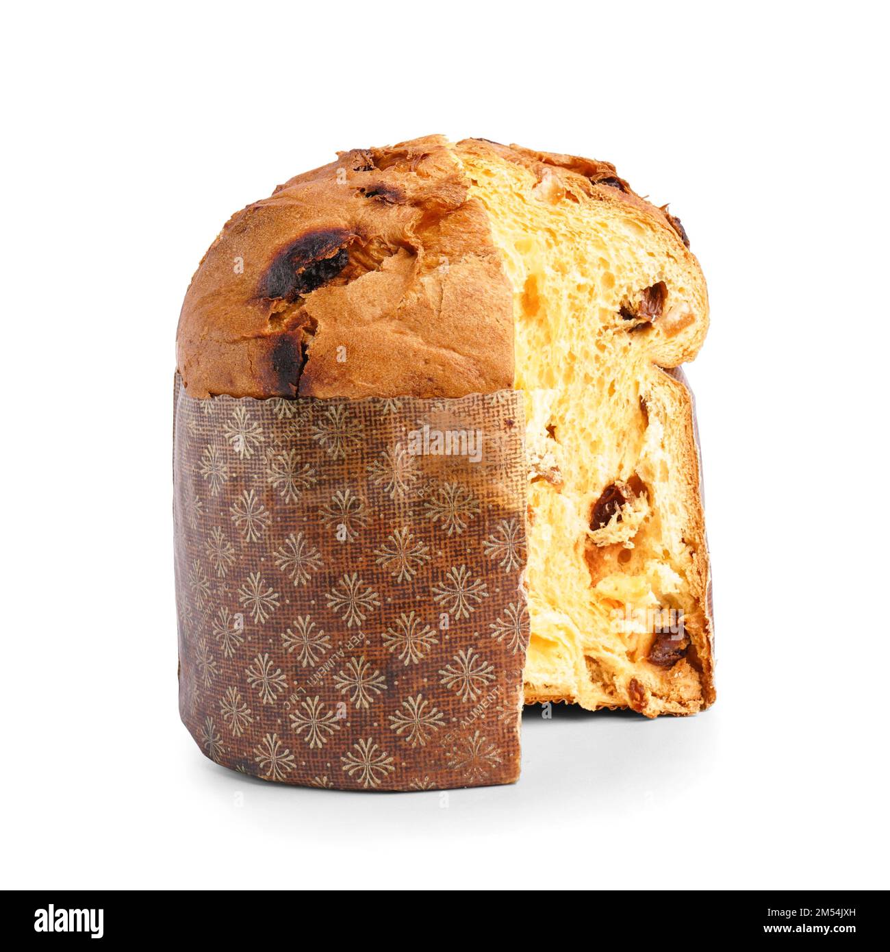 Cut Panettone on white background Stock Photo - Alamy