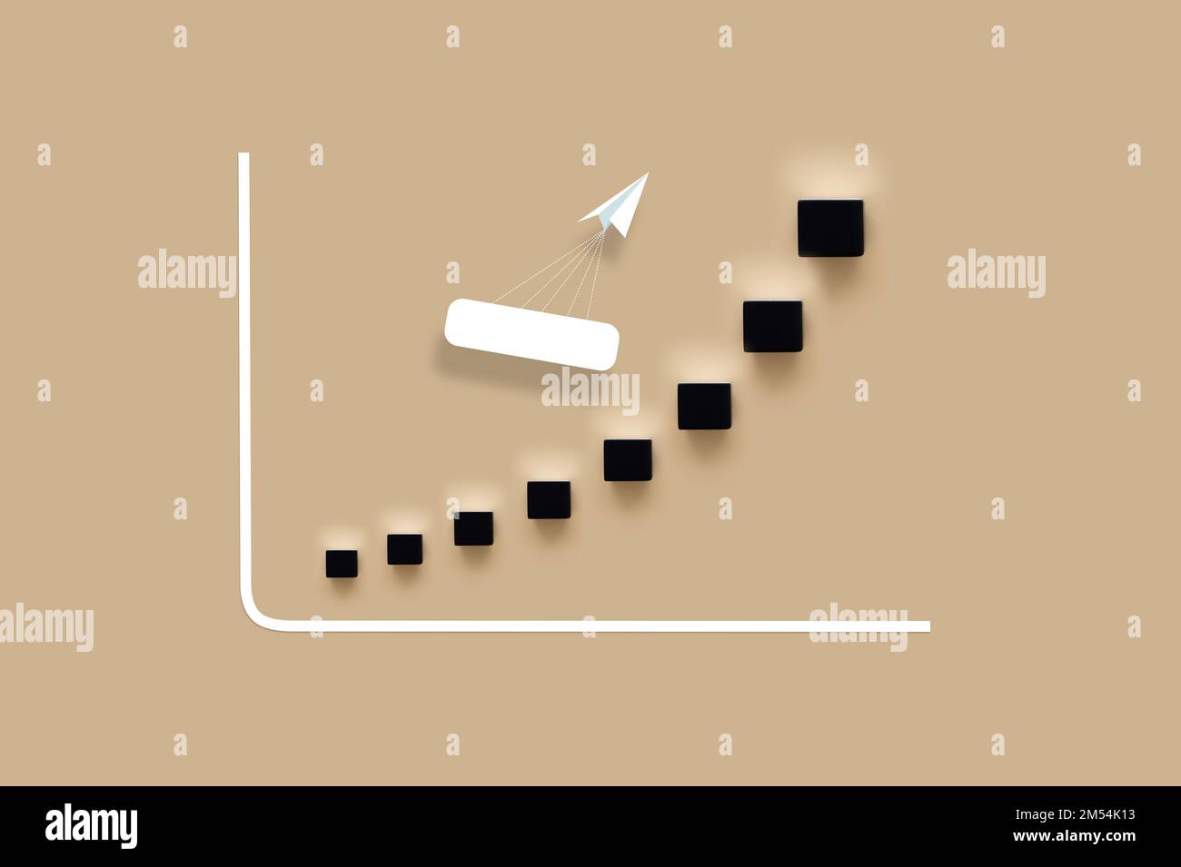 Elevation graph, blank cube for writing Stock Photo - Alamy