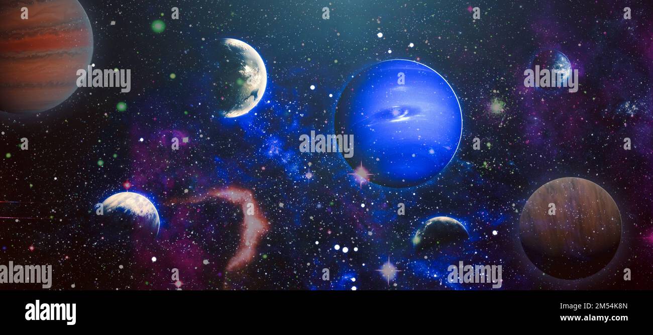Planet and galaxy in a free space. Elements of this image furnished by ...