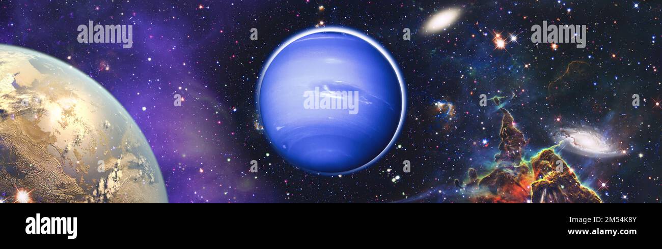 Planet and galaxy in a free space. Elements of this image furnished by ...