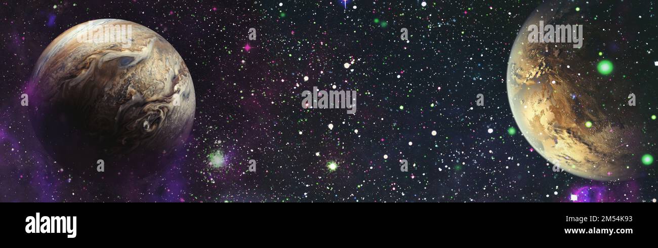 Stars of a planet and galaxy in a free space. Elements of this image ...