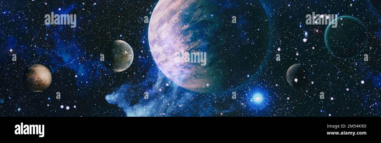 Star in the space. Collage on space, science and education items ...