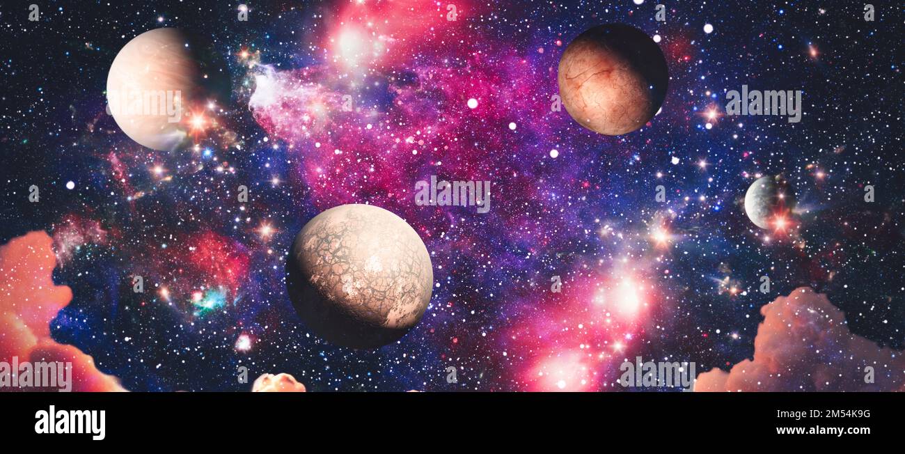 Star in the space. Collage on space, science and education items ...