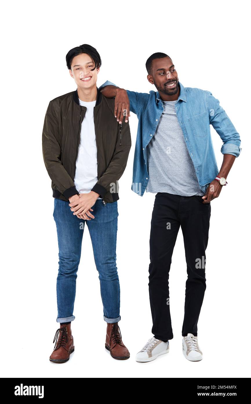Were the best of friends. Full length shot of a two young men standing ...