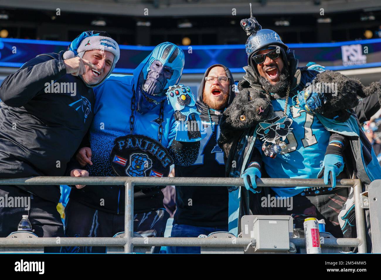 Charlotte, NC USA; Carolina Panthers fans celebrate during an NFL game ...