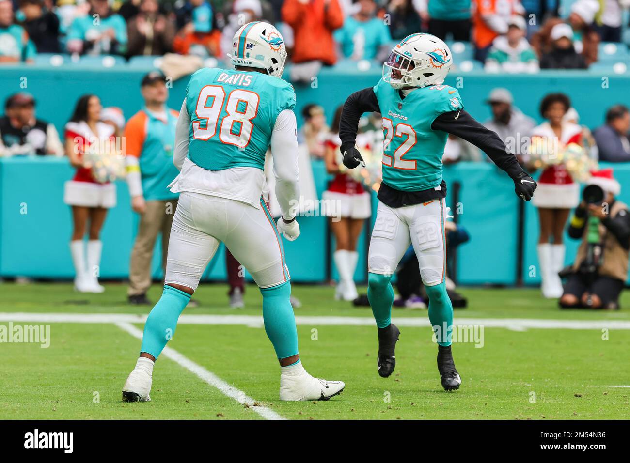 Miami. FL USA; Miami Dolphins safety Elijah Campbell (22) and defensive ...