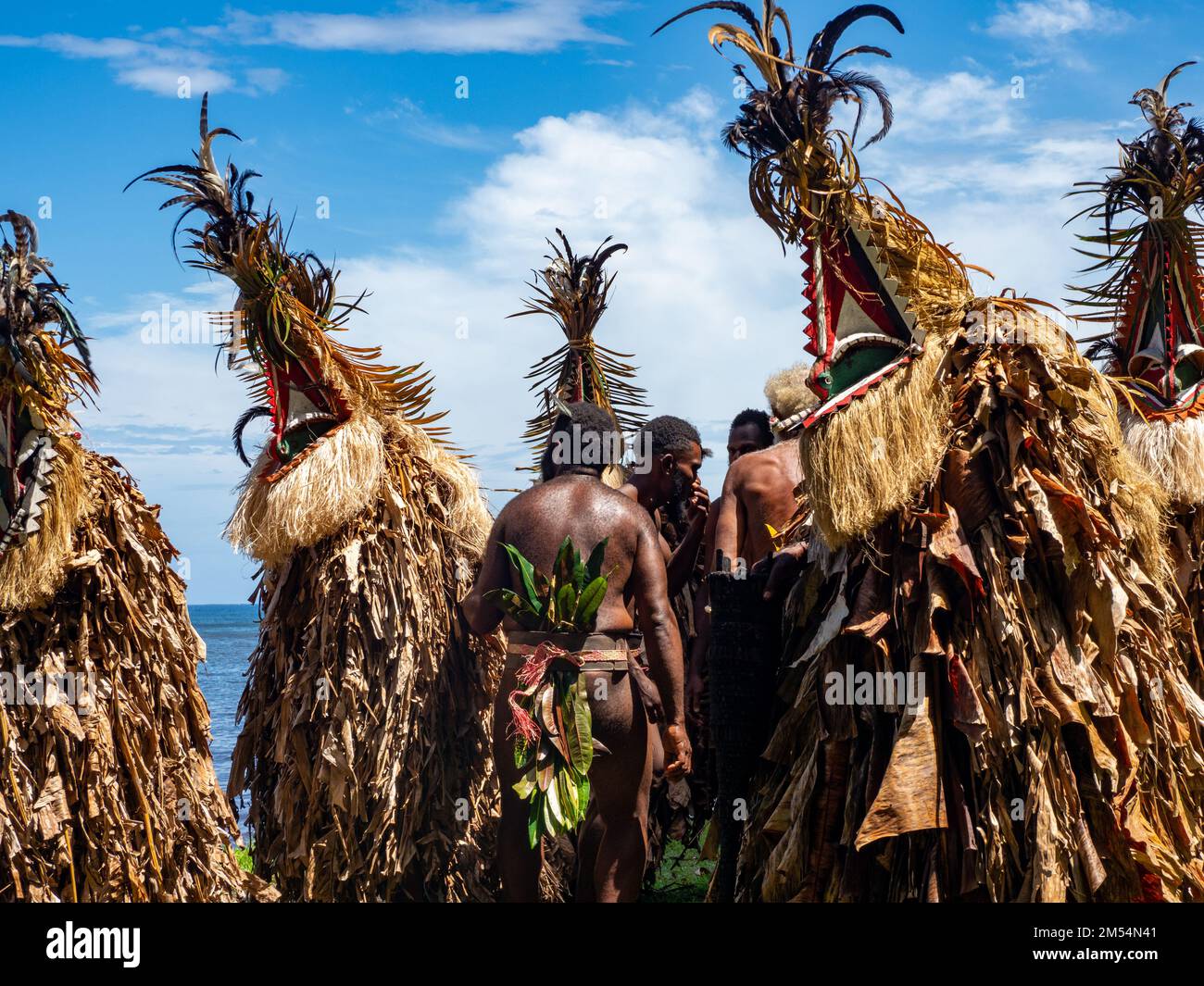 The ROM dance, or black magic,a traditional dance on Ambrym Island ...