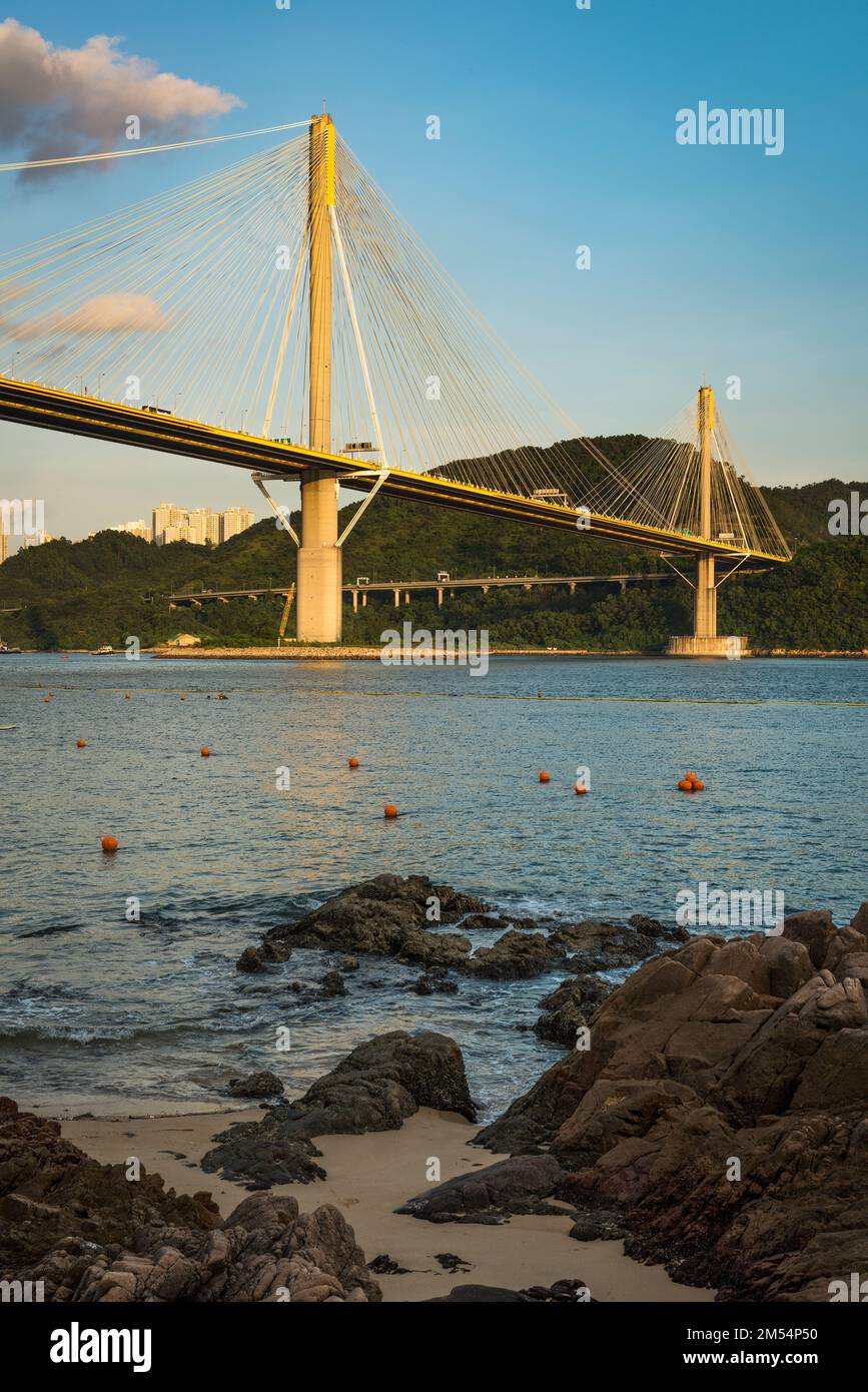 The Ting Kau Bridge across Rambler Channel, linking the island of Tsing ...