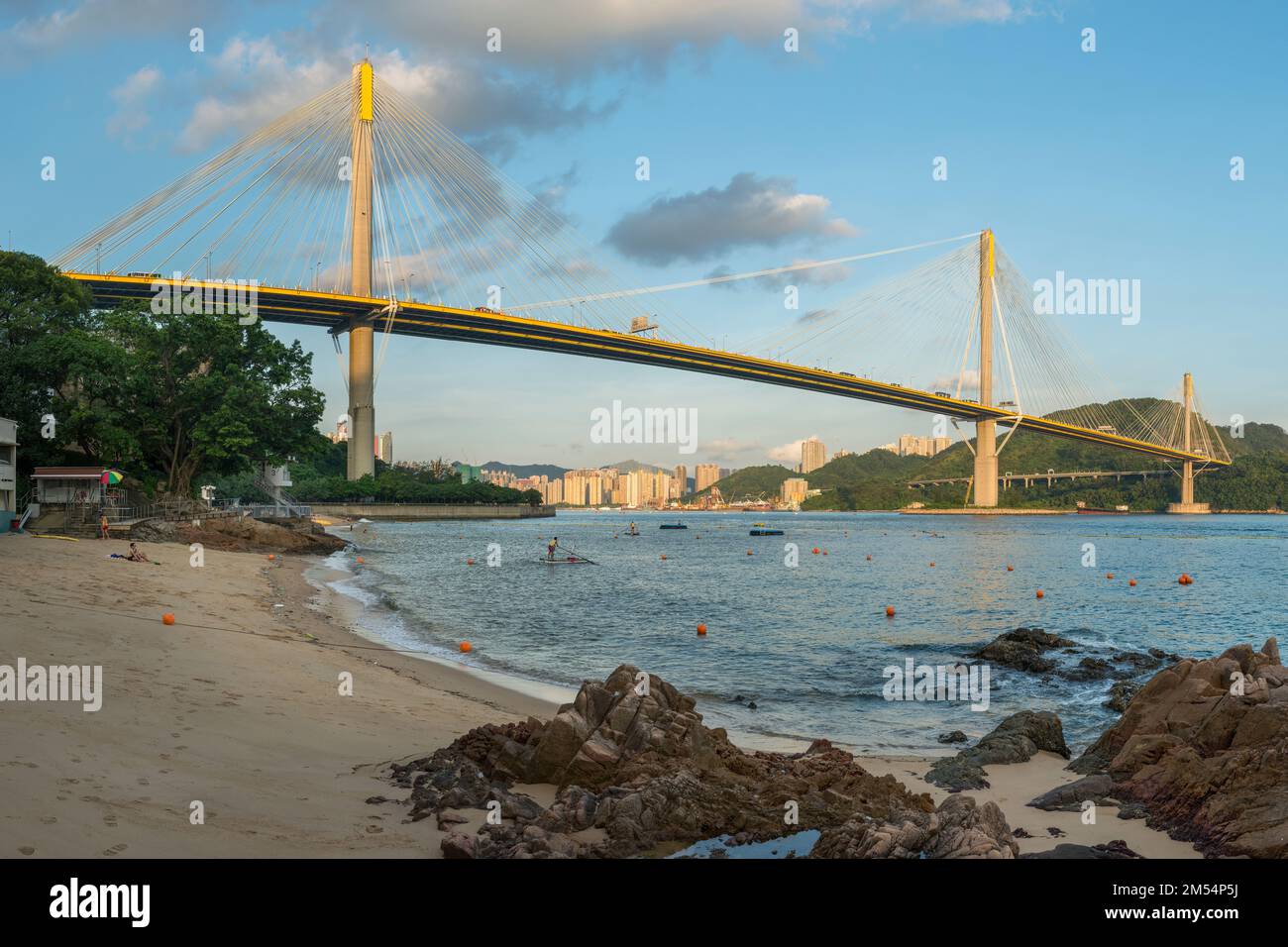 The Ting Kau Bridge across Rambler Channel, linking the island of Tsing ...