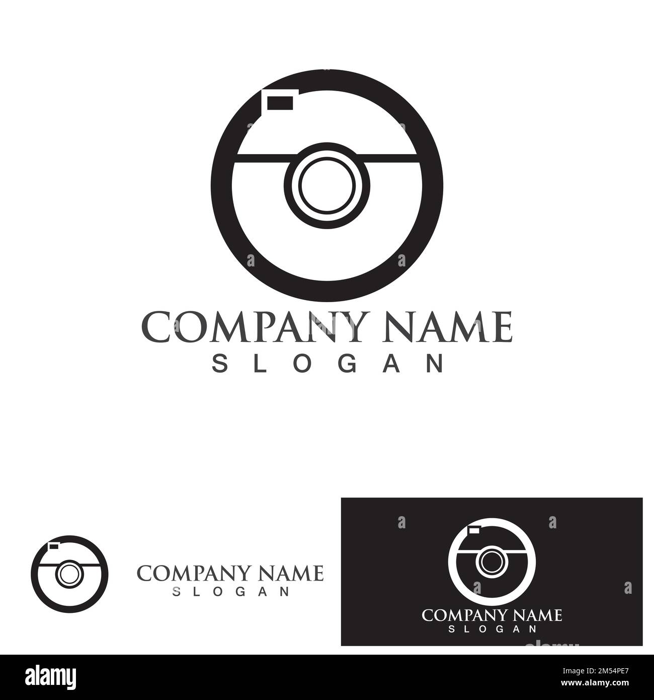 photography camera logo icon vector design template isolated on black ...