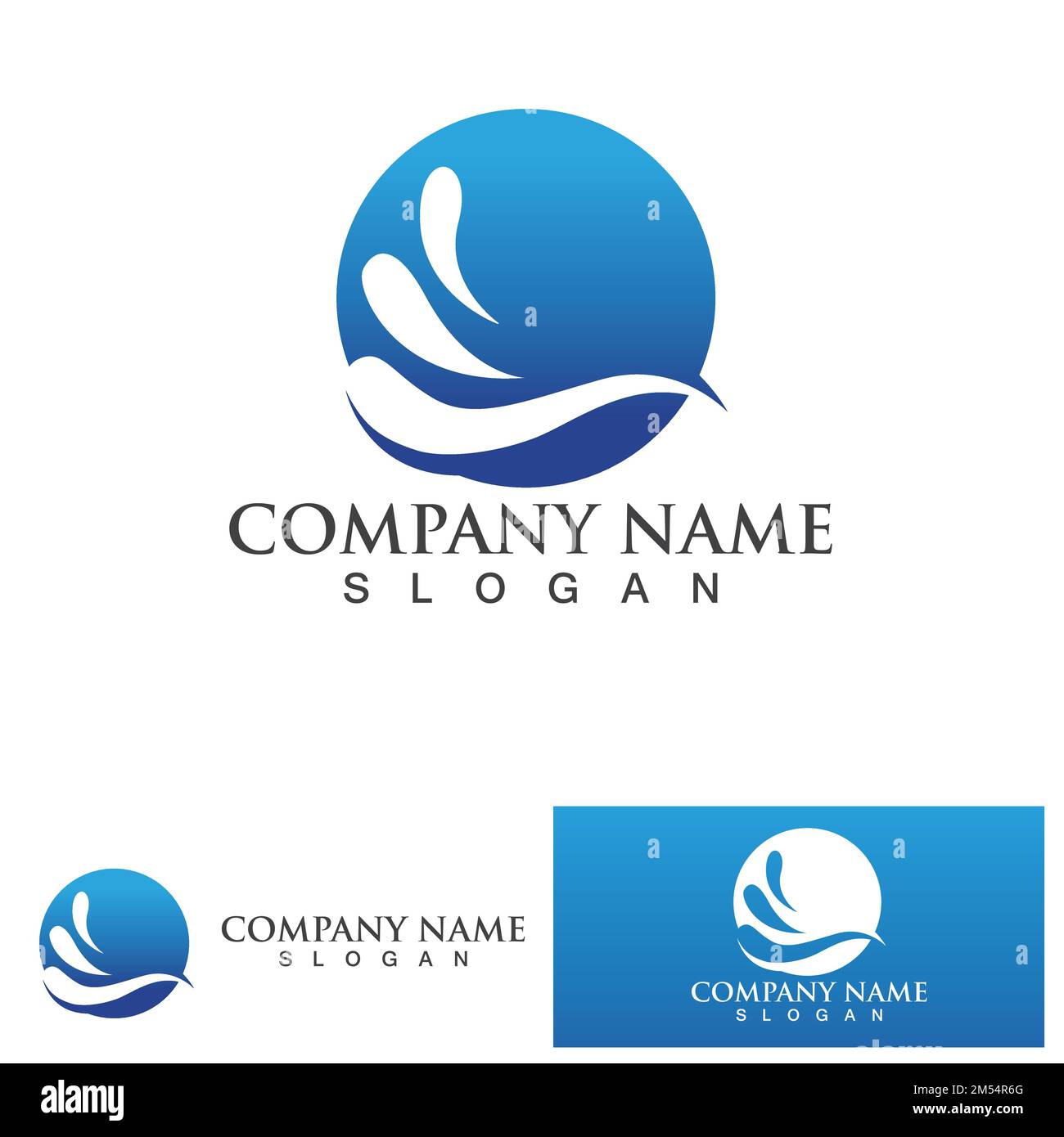 Isolated round shape logo. Blue color logotype. Flowing water image ...