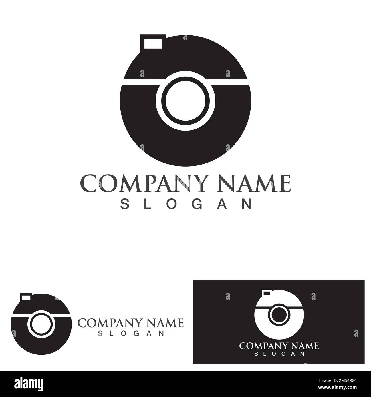 photography camera logo icon vector design template isolated on black ...