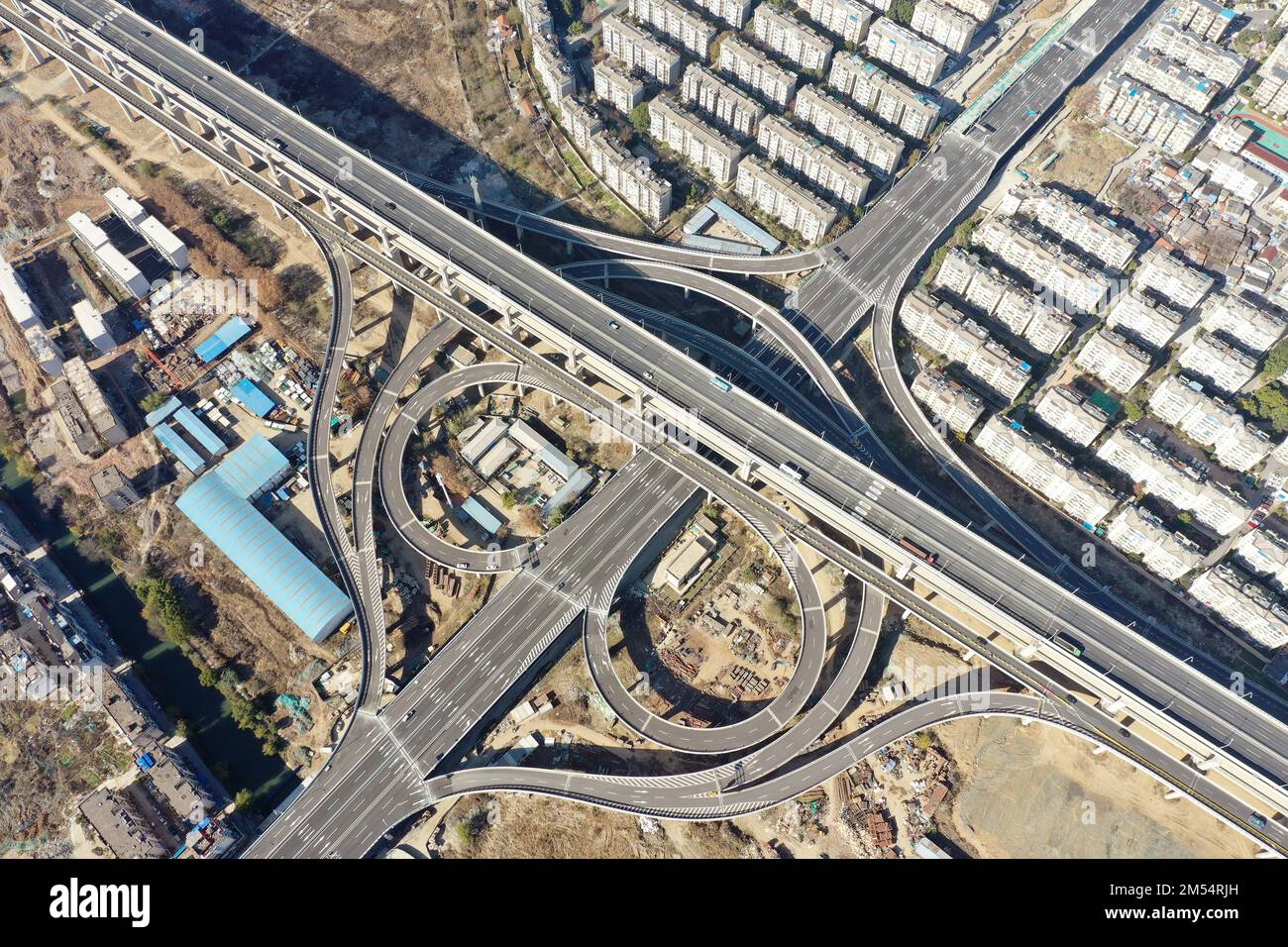 Aerial photos show the construction site of Changjiang Road Viaduct in ...