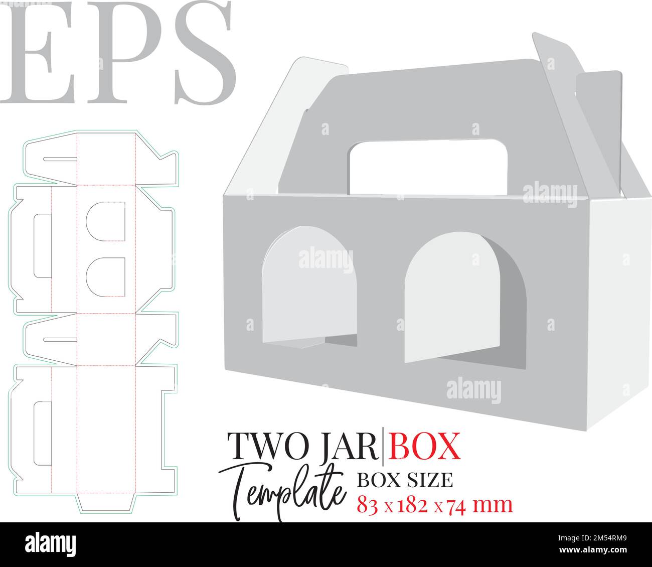 Jar box, vector. Die cut template. Two jar holder with handle mock up ...