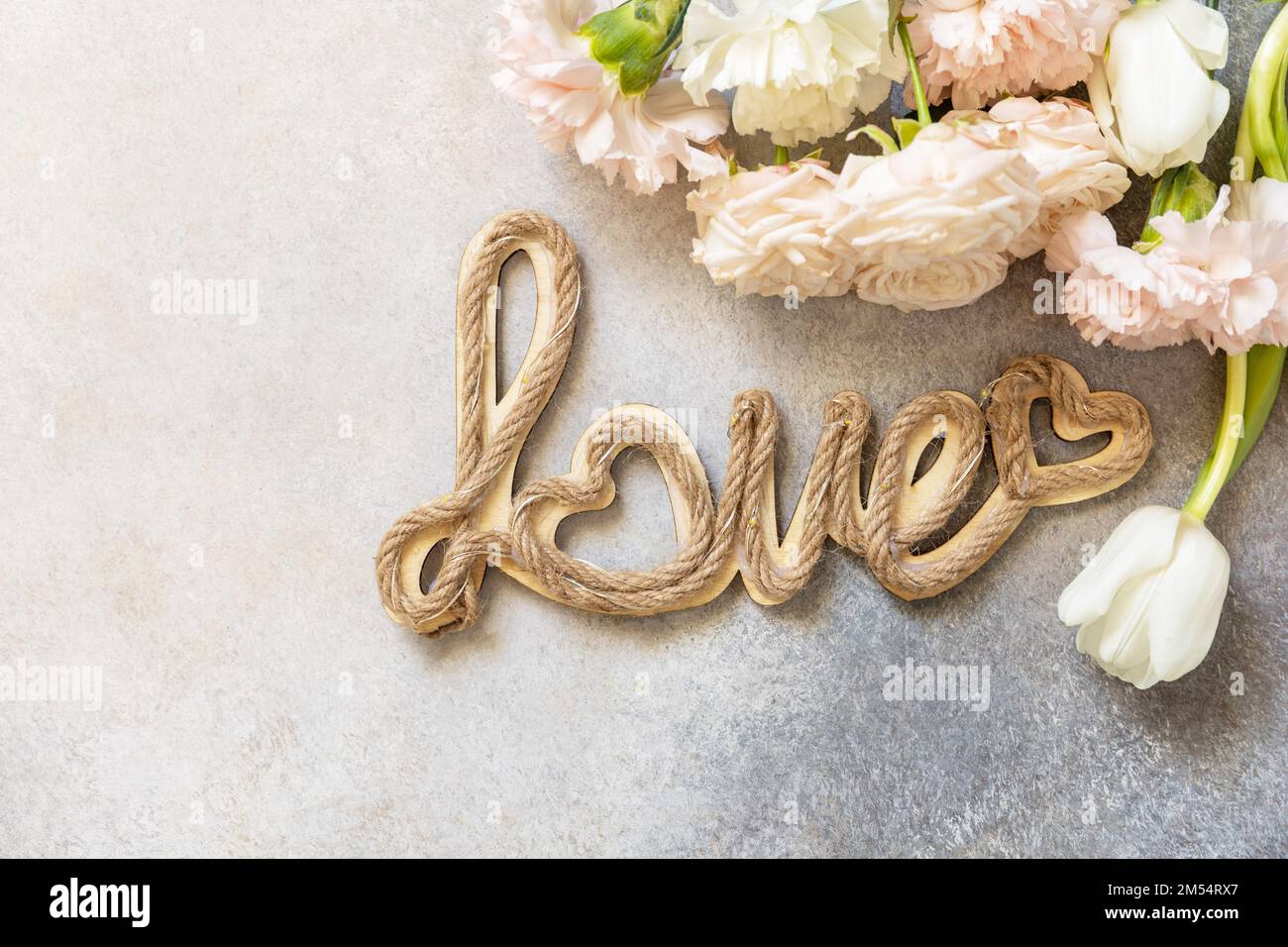 Valentine's Day greeting card with "love" letters and beautiful spring ...