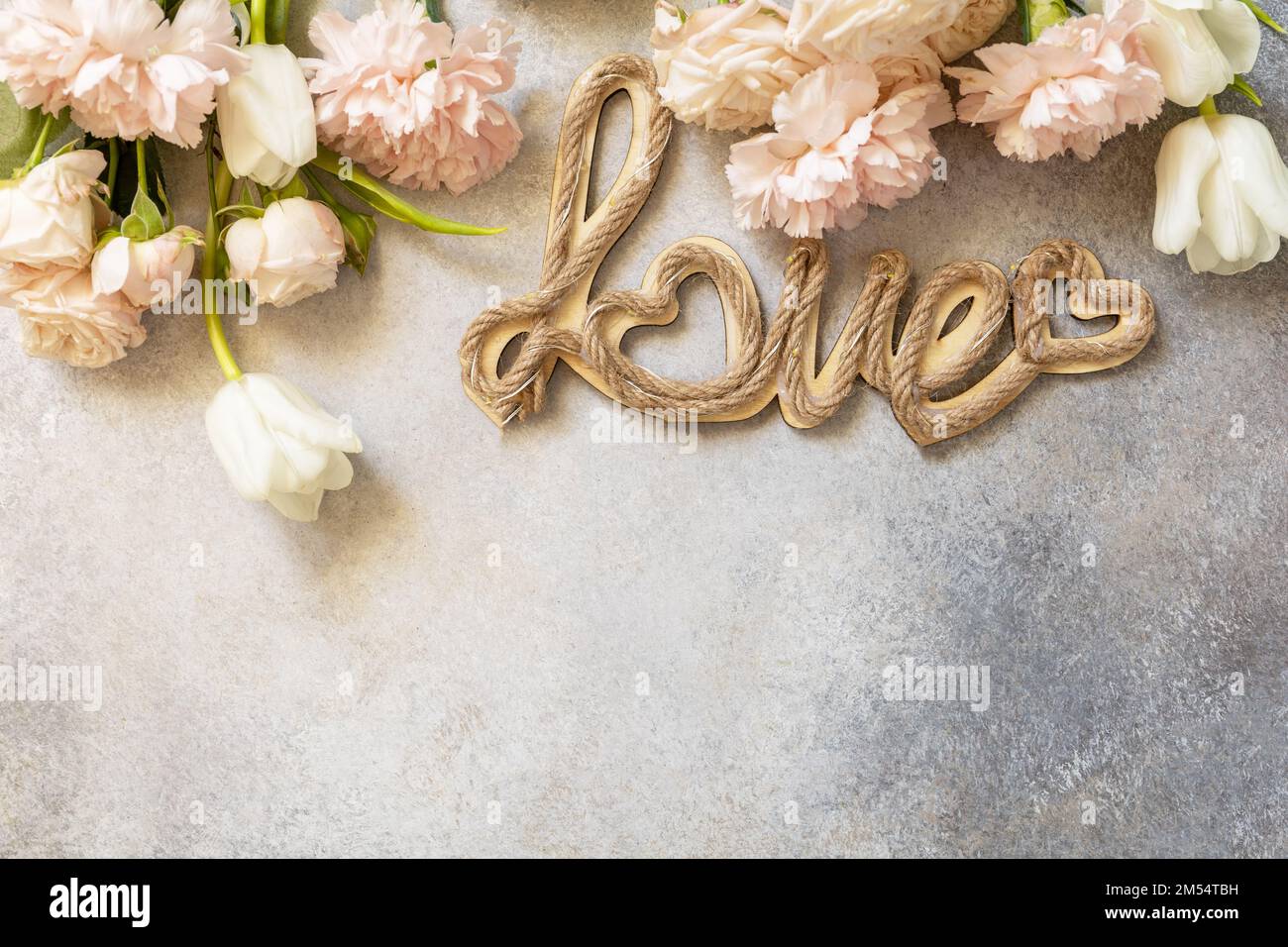 Valentine's Day greeting card with "love" letters and beautiful spring ...