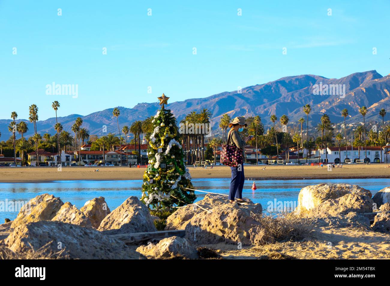 Santa Barbara, California, U.S.A. 25th Dec, 2022. A Christmas tree and ...