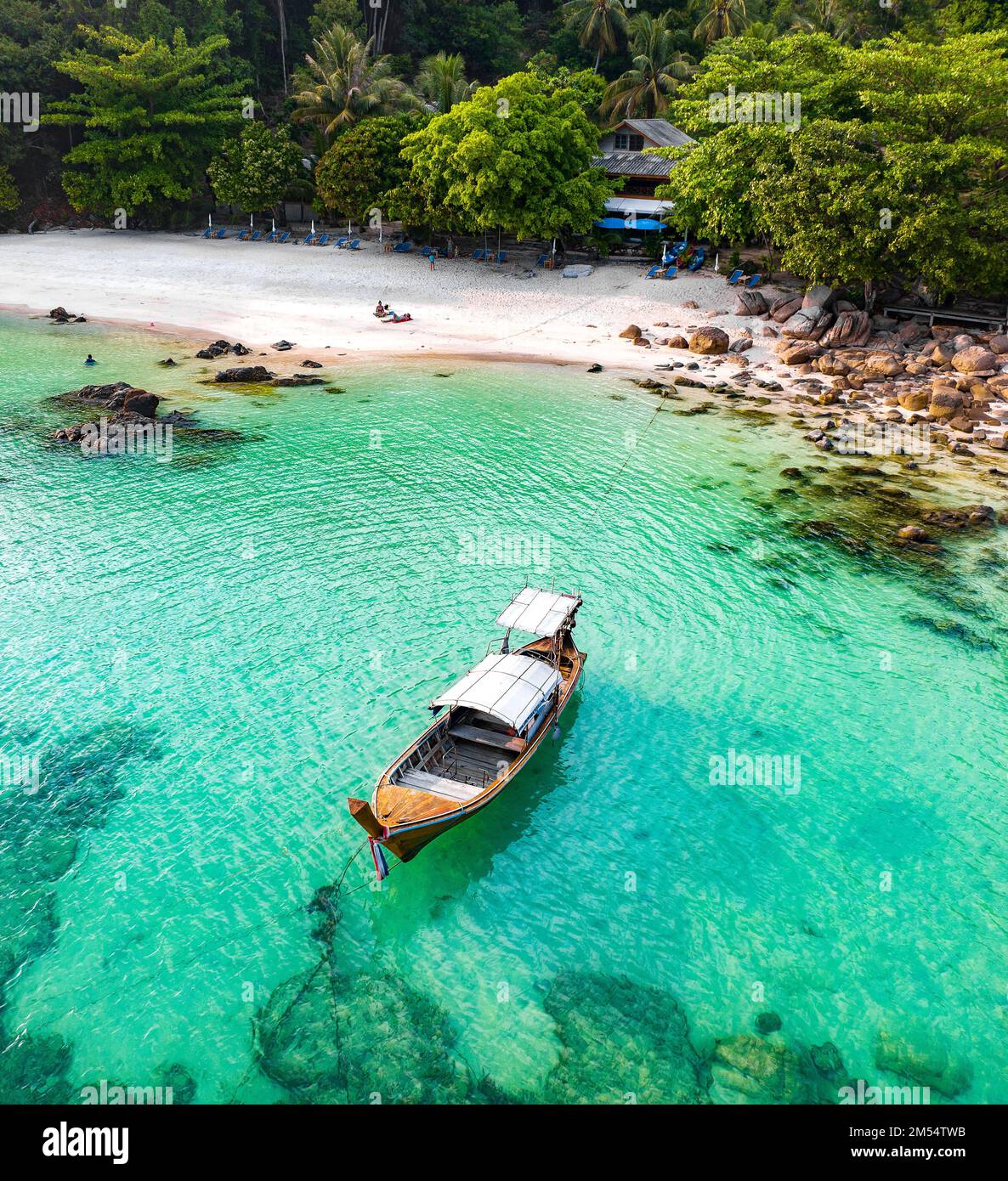 Aerial view of Sanom secret beach in koh Lipe, Satun, Thailand Stock ...