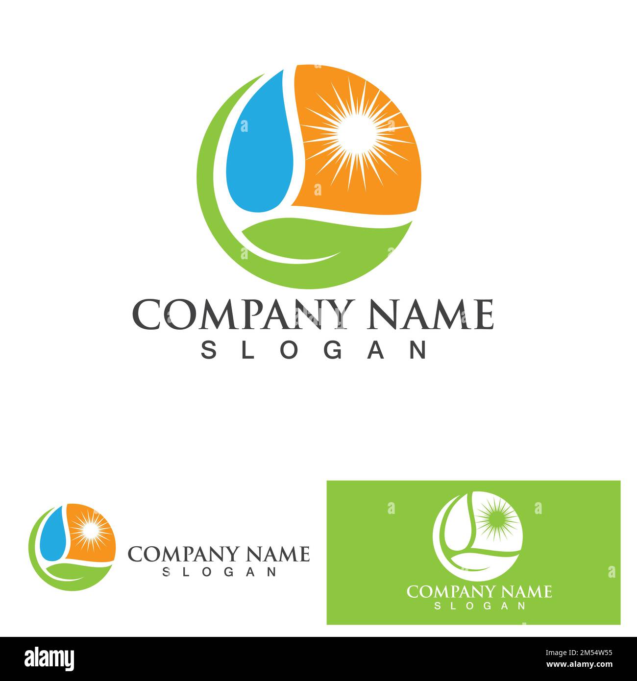 Eco Energy Vector Logo with leaf symbol. Green color with flash or ...