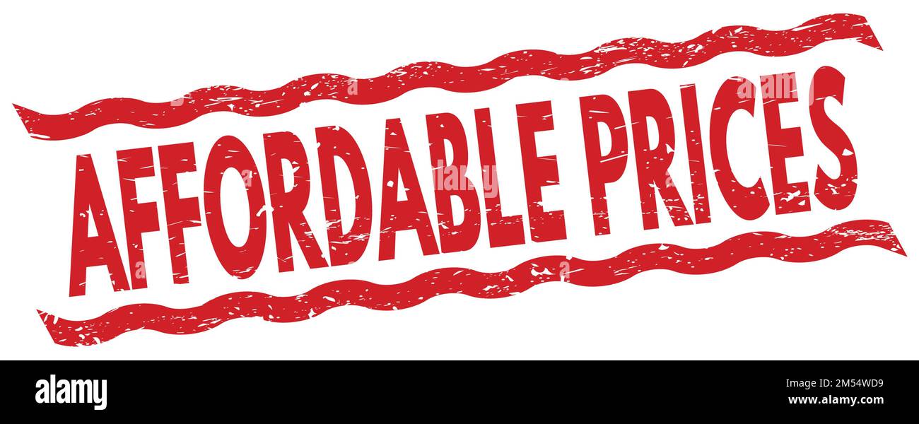AFFORDABLE PRICES text written on red lines stamp sign Stock Photo - Alamy