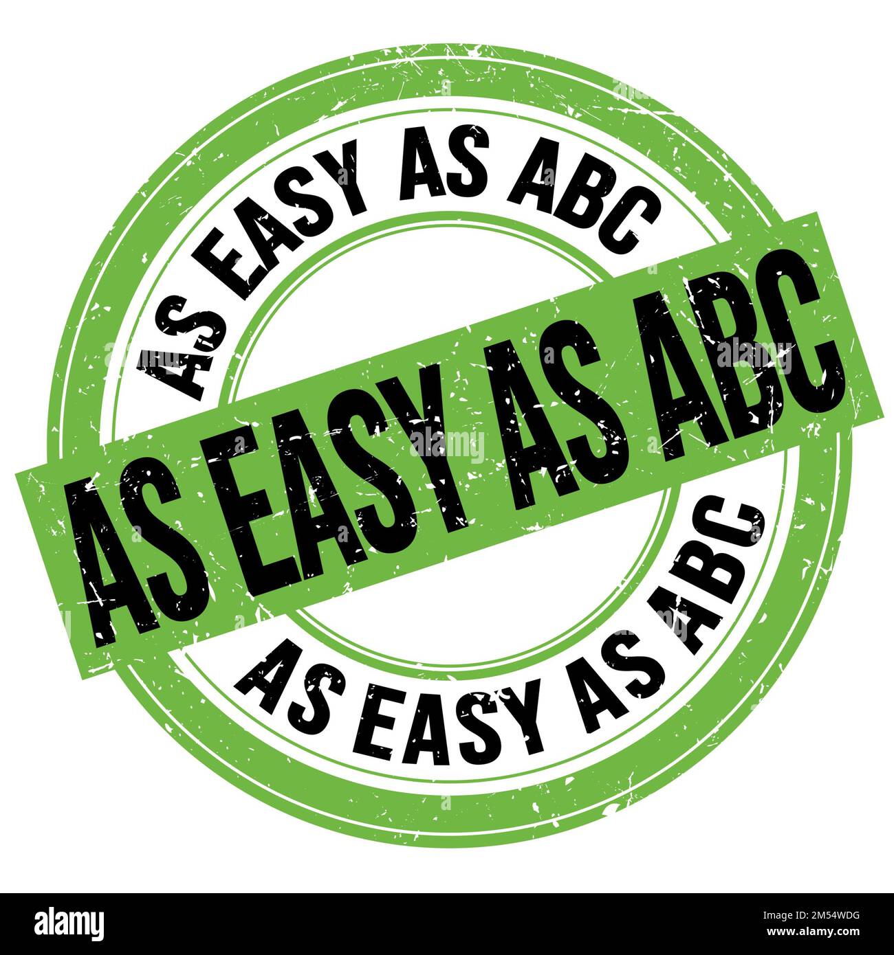 AS EASY AS ABC text written on green-black round grungy stamp sign ...